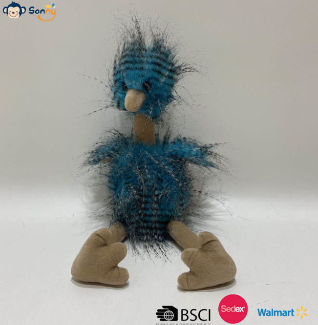 OEM Factory Wholesale Custom Blue Peacock Fluff Ostrich Plush Toys Gift ...